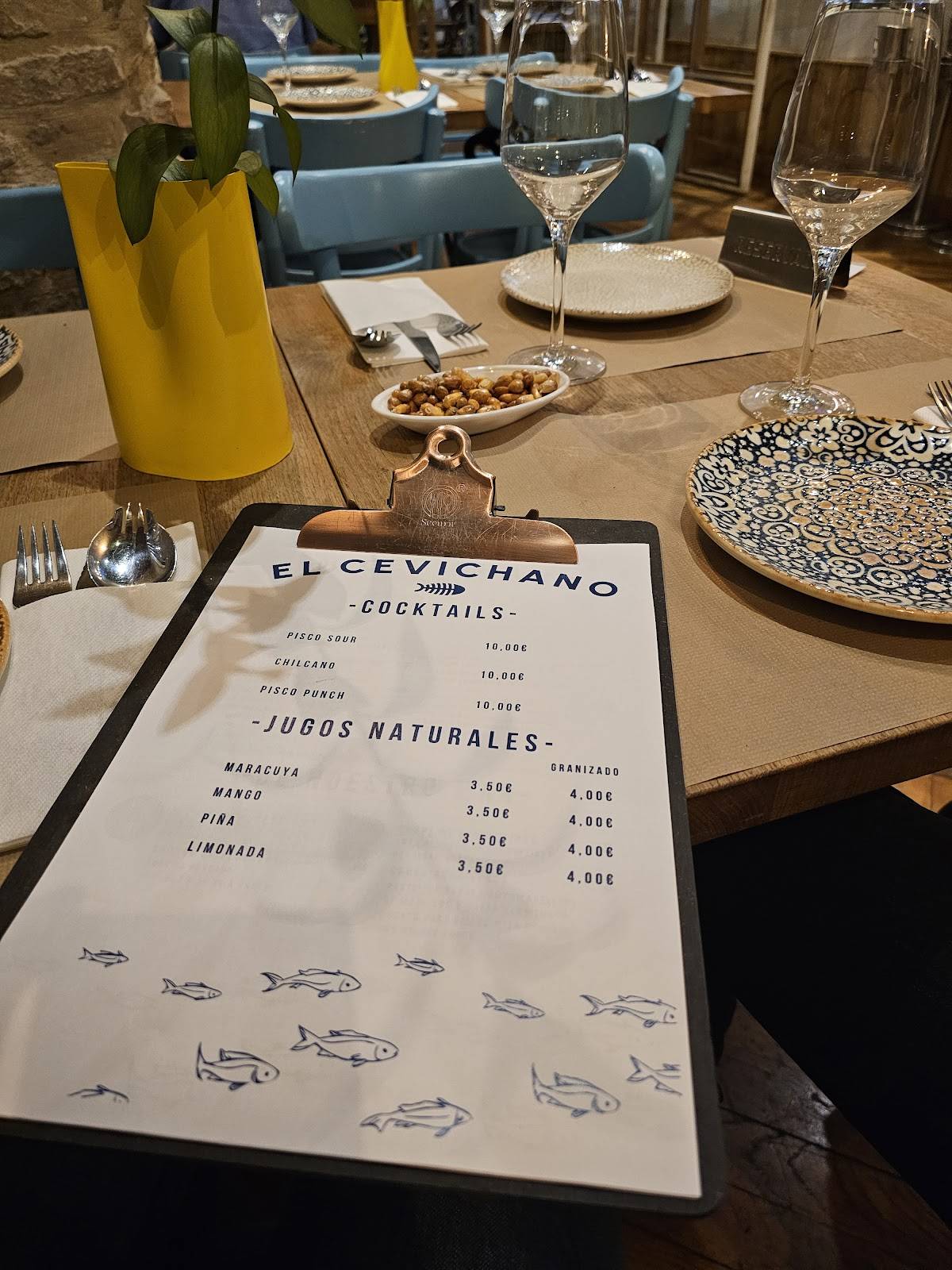 Menu at El Cevichano, Cocina Peruana de la Costa restaurant, Seville