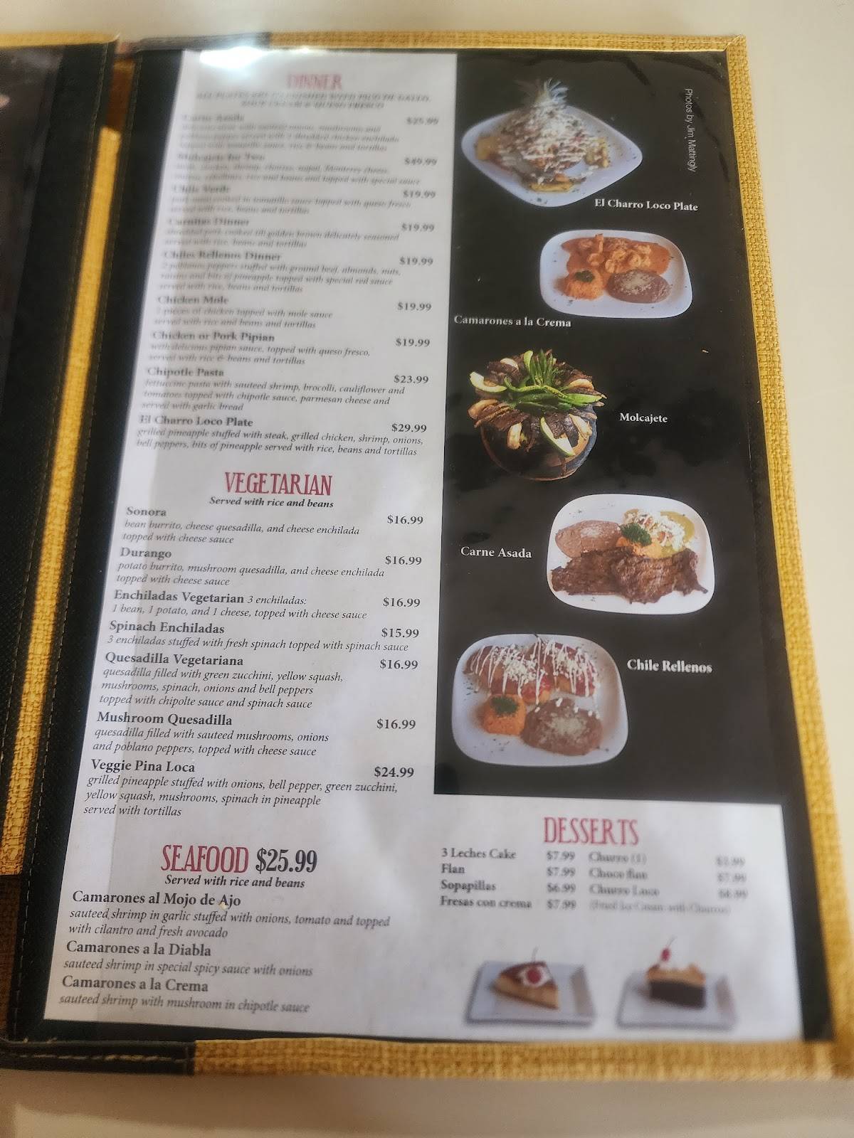 Menu at El Charro Loco restaurant, Green River