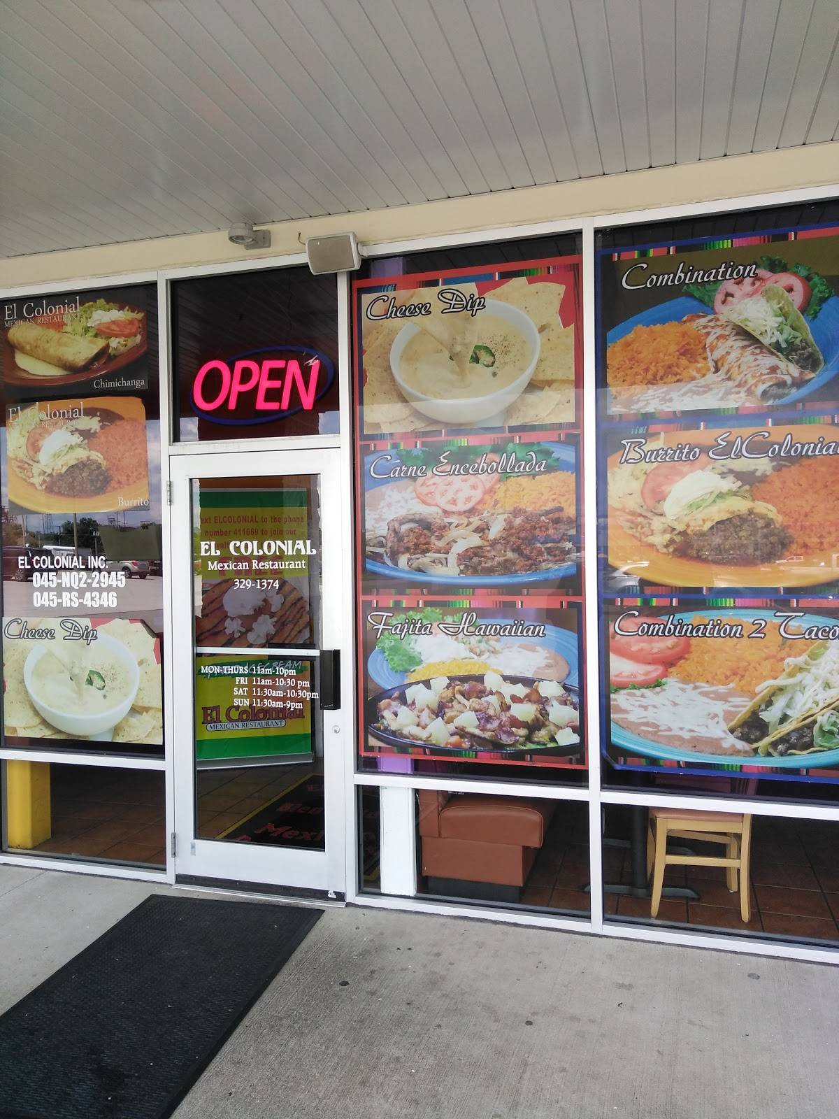 Menu at El Colonial restaurant, Russell, 366 Diederich Blvd