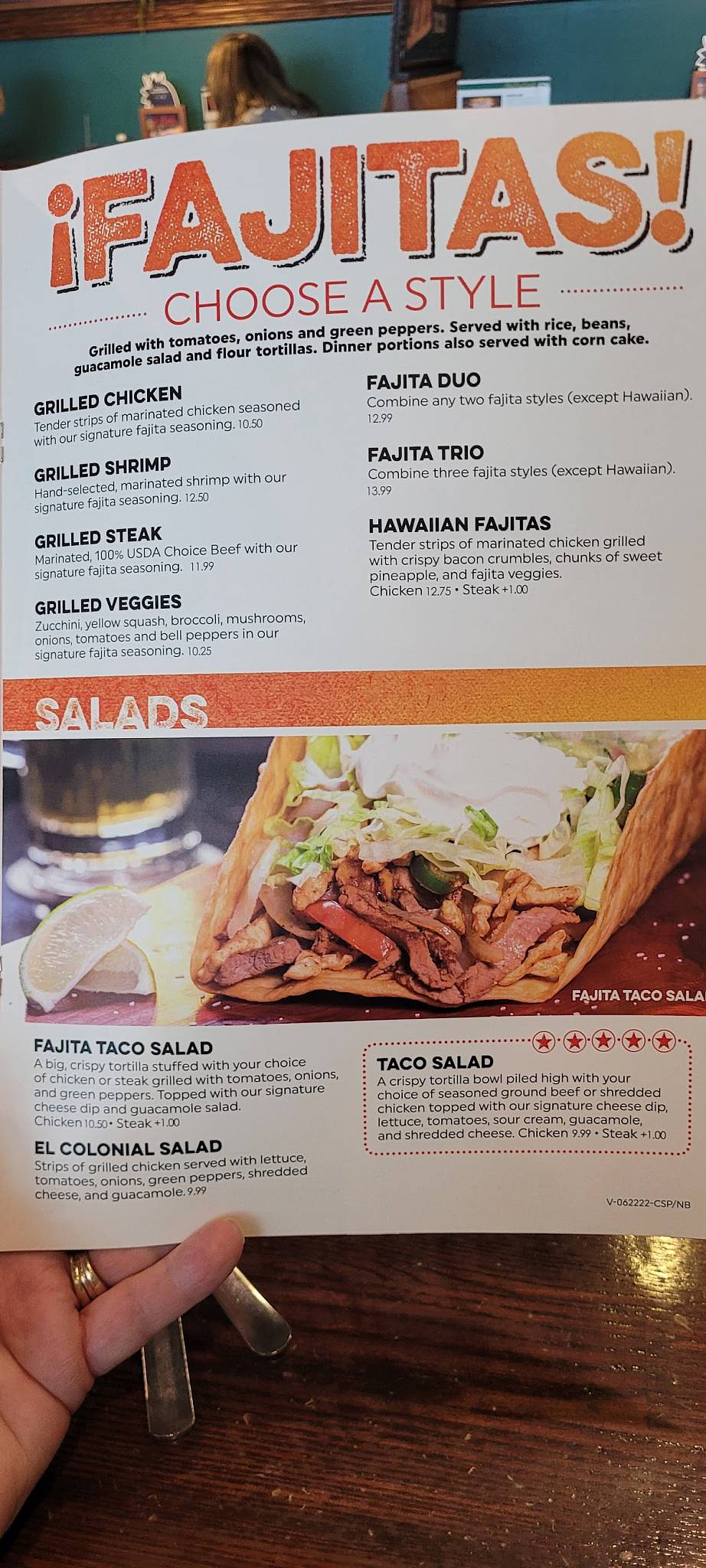 Menu at El Colonial restaurant, Ashland, 366 Diederich Blvd