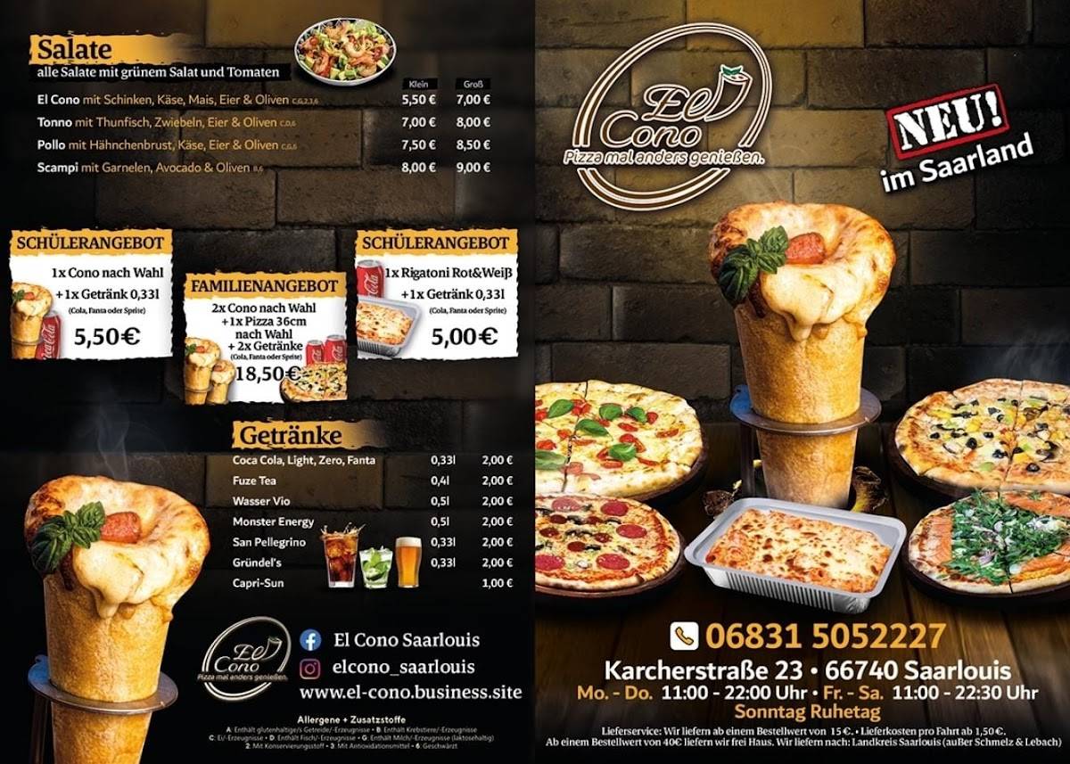 Speisekarte von El Cono restaurant, Saarlouis