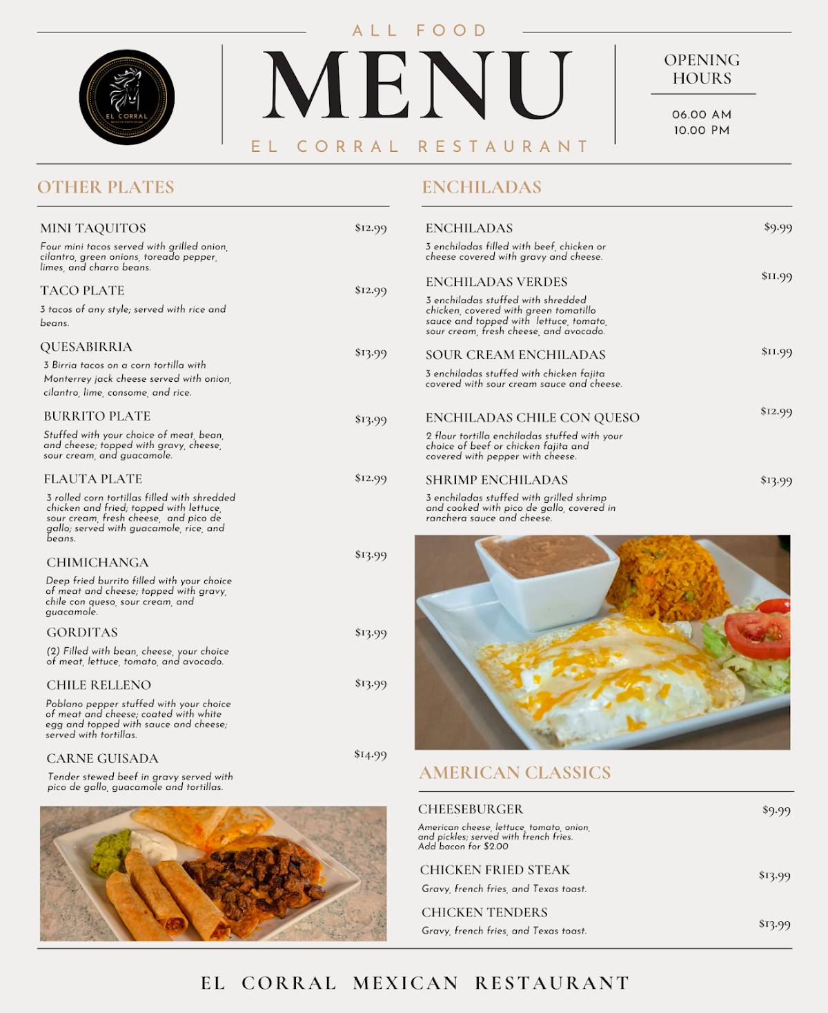 Menu at El Corral Restaurant, Copperas Cove