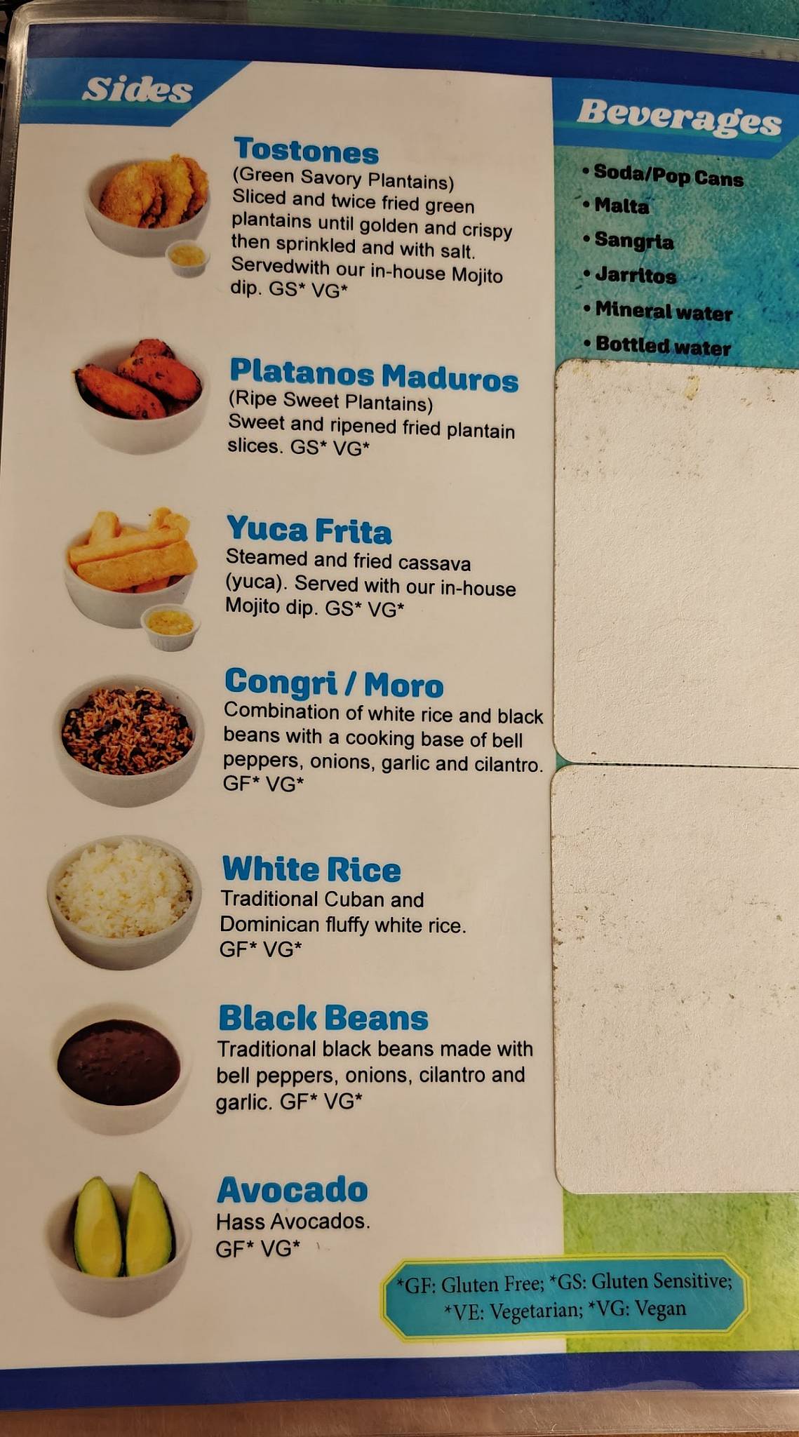 Menu at El Cubano restaurant, Saint Paul
