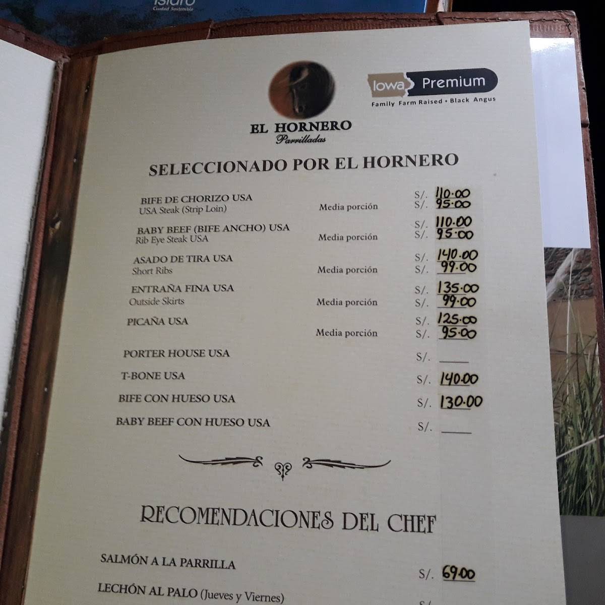 Carta de barbacoa El Hornero, Lima, Av. Dos de Mayo 758