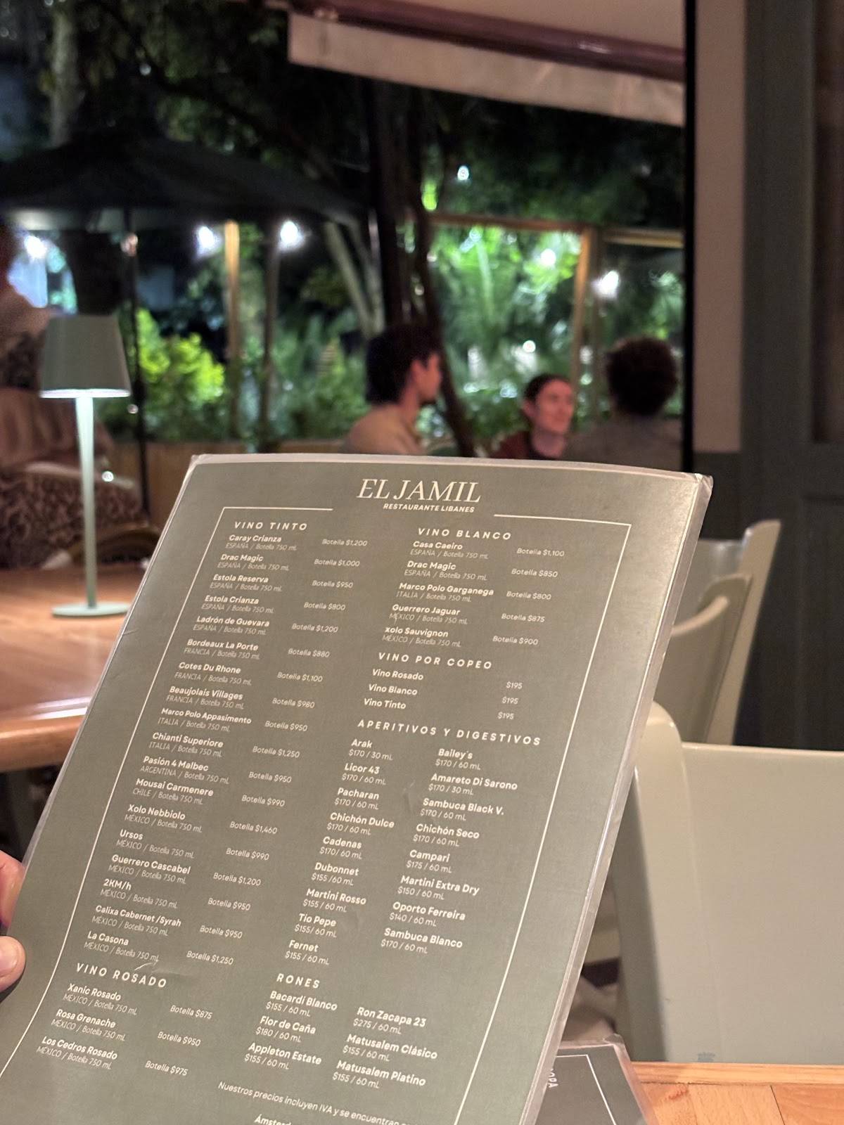 Menu at El Jamil restaurant, Ciudad López Mateos