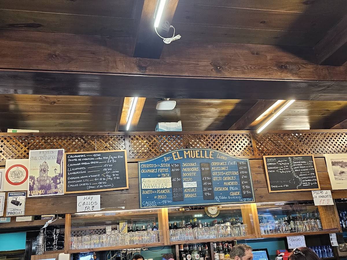 Carta del pub y bar El Muelle, Luanco