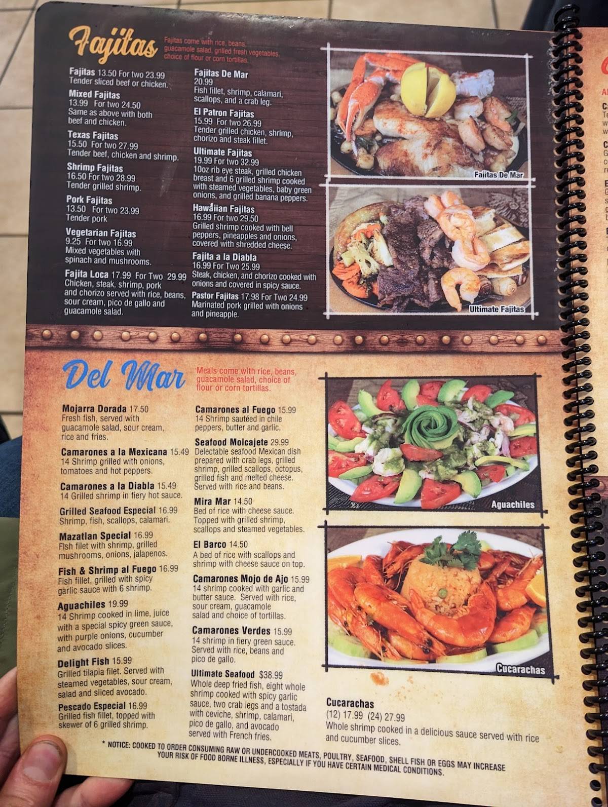 Menu at El Patron Family Mexican Restaurant, Cornelia