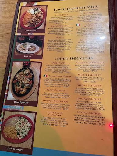Menu at El Ranchero Loco restaurant, Pigeon Forge
