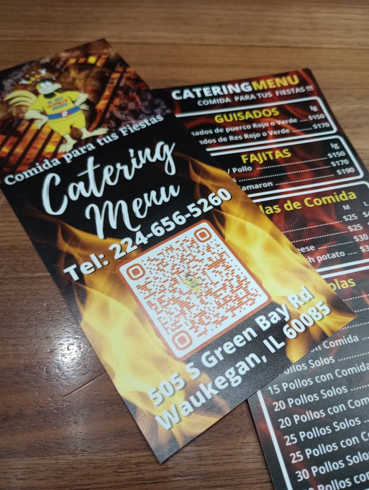 Menu at El Rey Del Pollo Asado fast food, Waukegan
