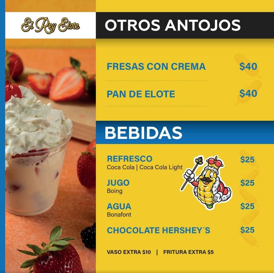 Carta del restaurante El Rey Elote, Santiago del Querétaro