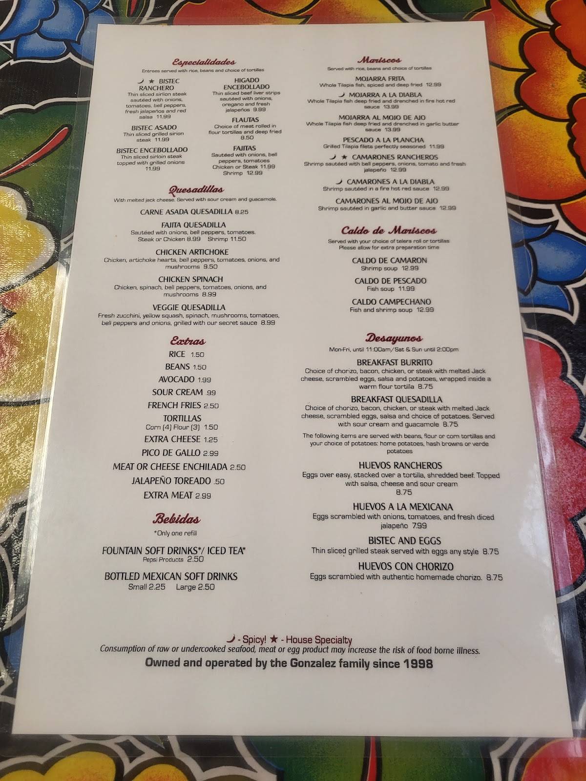 Menu at El Rio Verde Restaurant, Tulsa, 38 N Trenton Ave