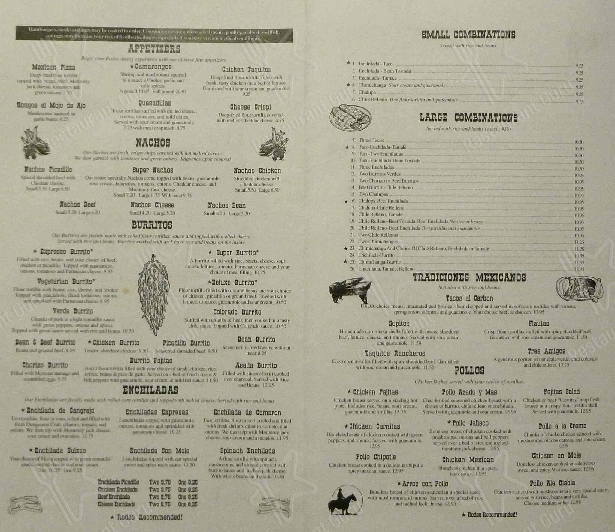 Menu at El Rodeo restaurant, Cheney