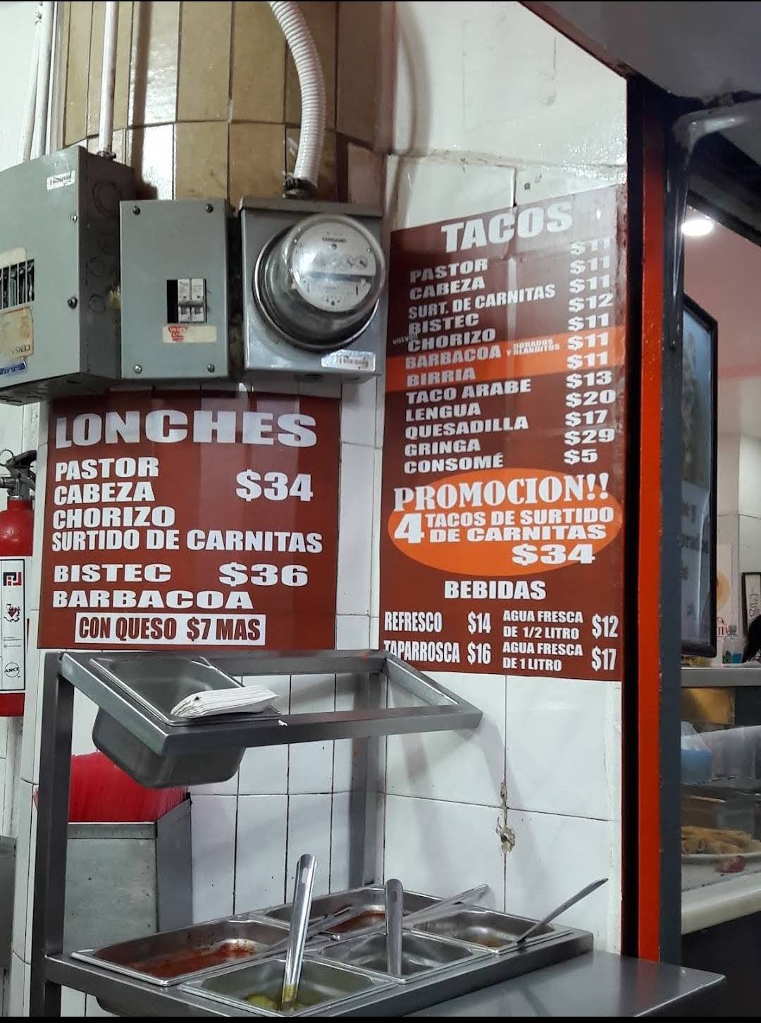 Carta del restaurante El Tacazo, Guadalajara, Av Juárez 246-A