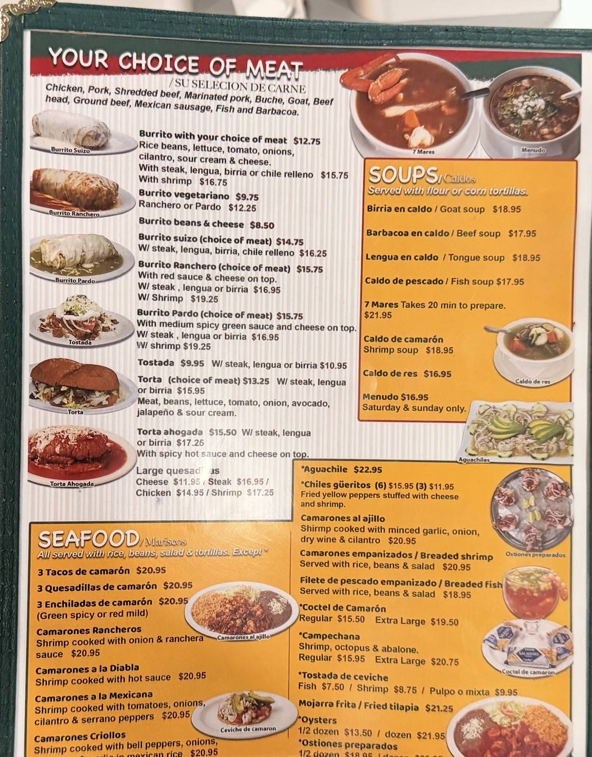 Menu at El Taco Asado restaurant, Palm Springs