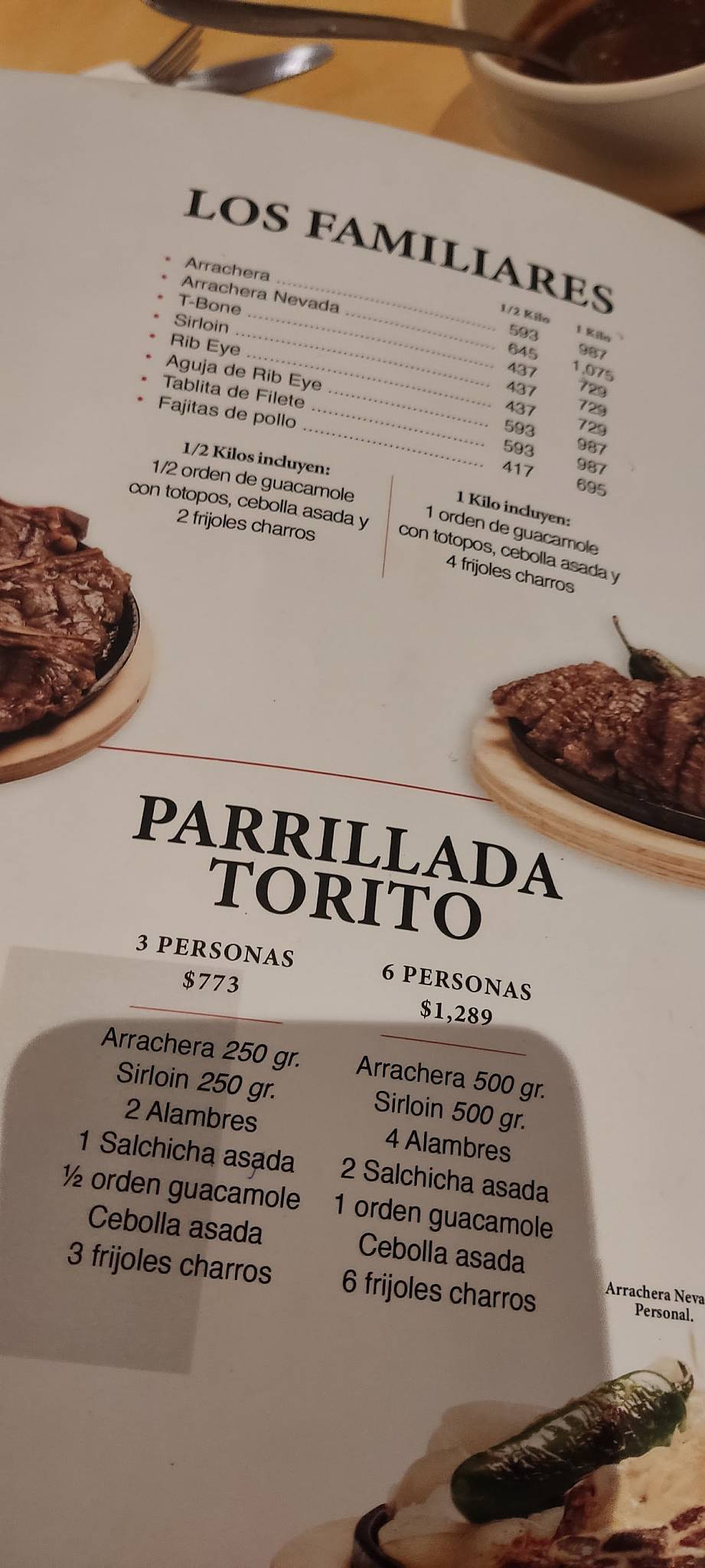 Carta de El Torito Restaurante, Monterrey, Av. Gonzalitos 3101