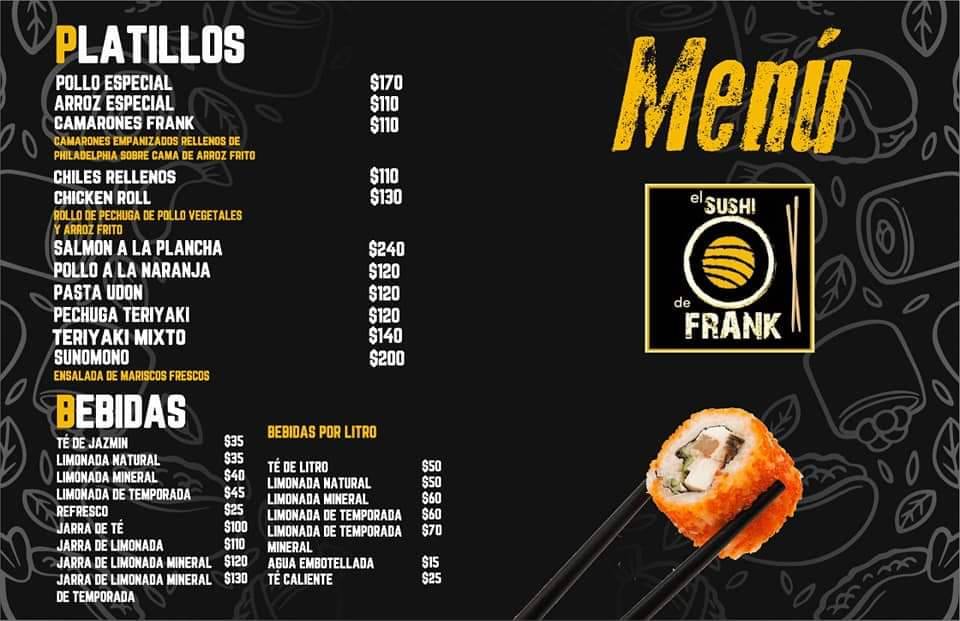Menu at El sushi de Frank restaurant, Agua Prieta