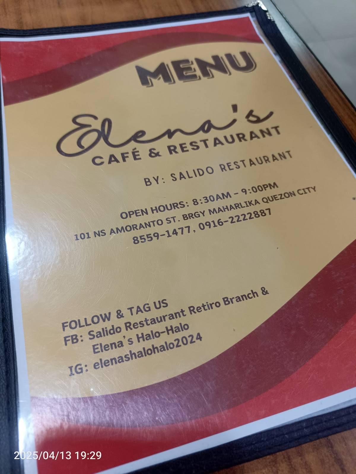 Menu at Elena's By Sa Lido restaurant, Quezon City, 101 N.S. Amoranto ...