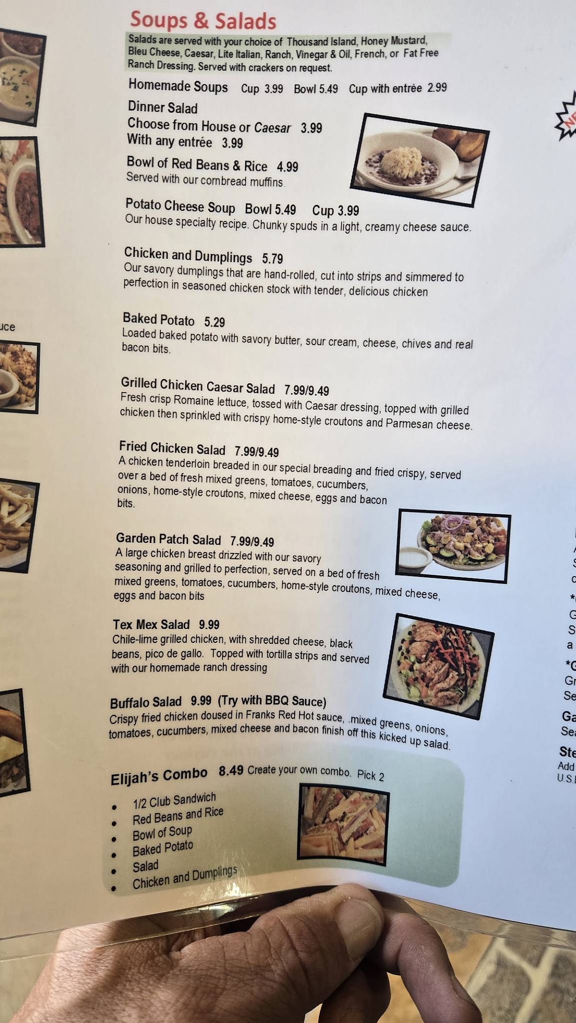 Menu at Elijah's Cafe, Jasper, 201 W Gibson St