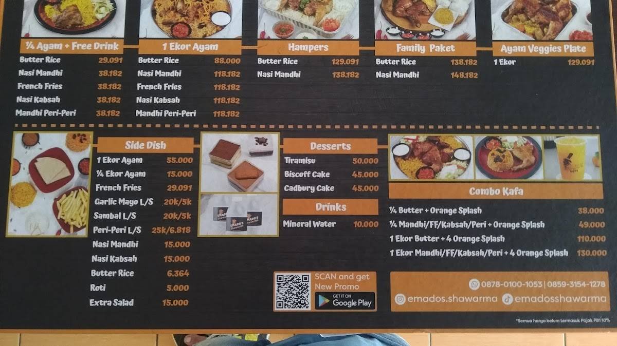 Carta del restaurante Emados Shawarma Sawangan, Depok
