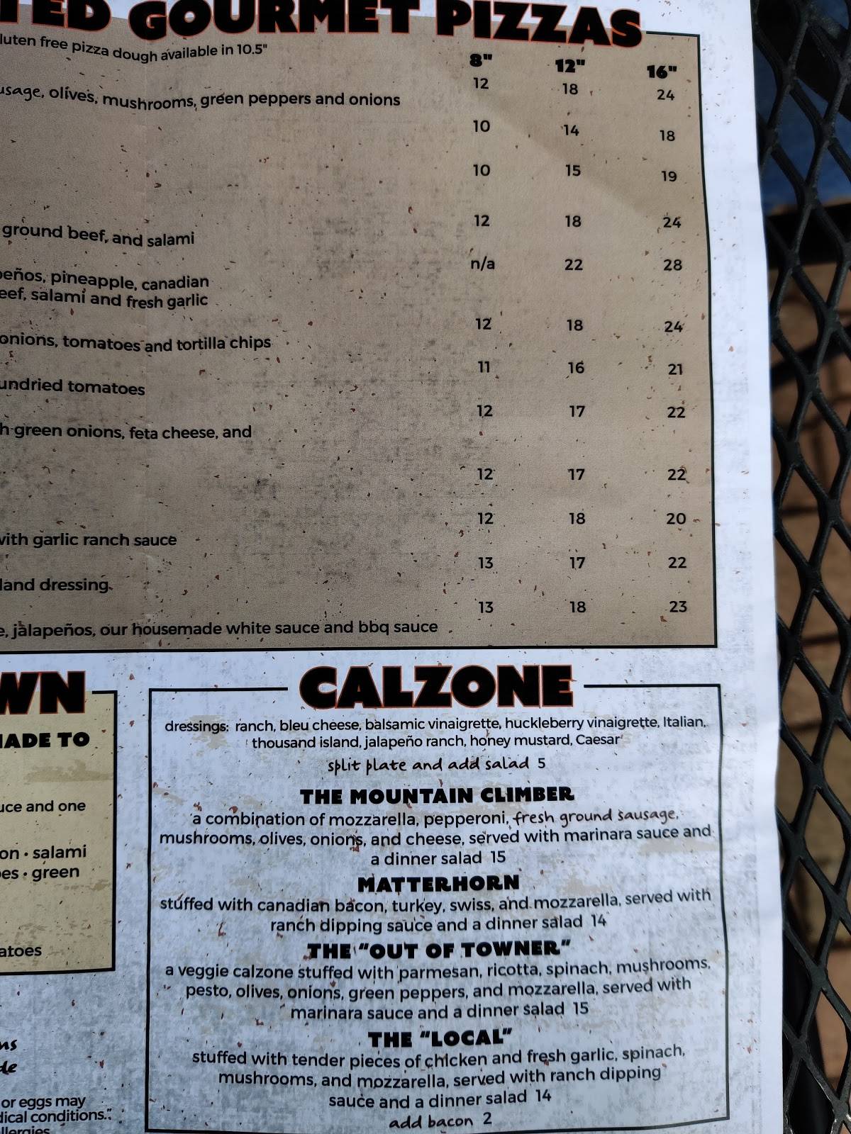 Menu at Embers Brewhouse pub & bar, Joseph