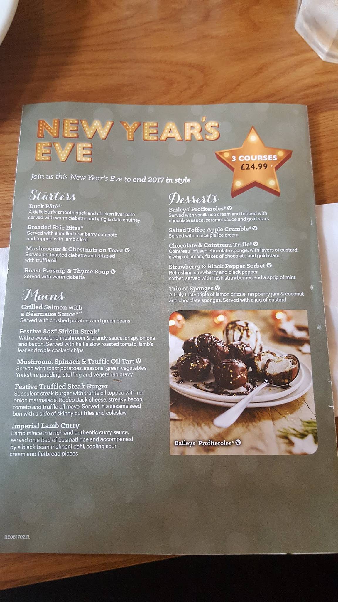 Menu at Tattenham Corner Beefeater restaurant, Epsom, Epsom Downs