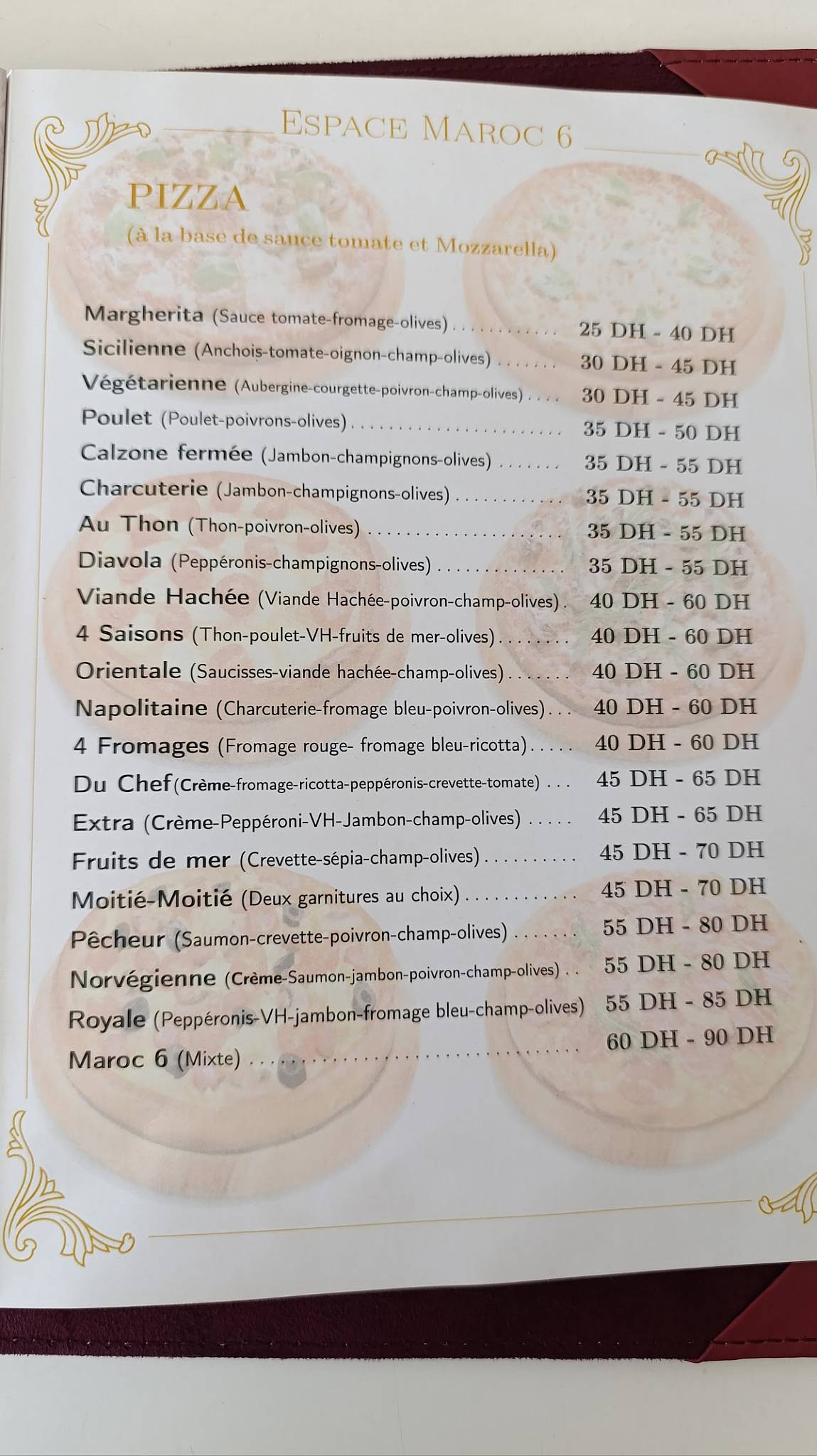 Menu at Espace MAROC 6 restaurant, Casablanca