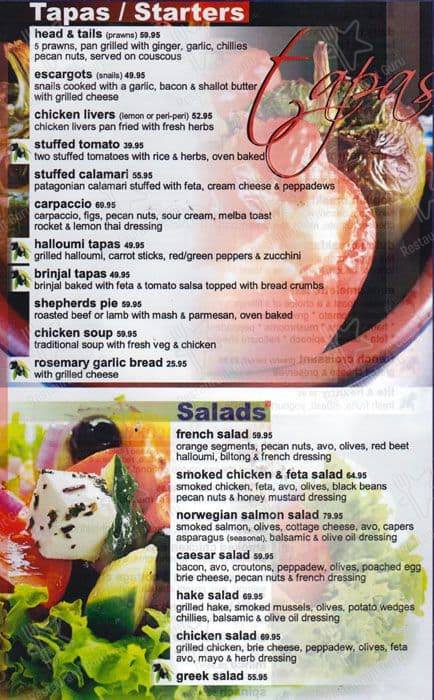 Menu at Euro Caffé cafe, Bloemfontein, U32 Mimosa Mall