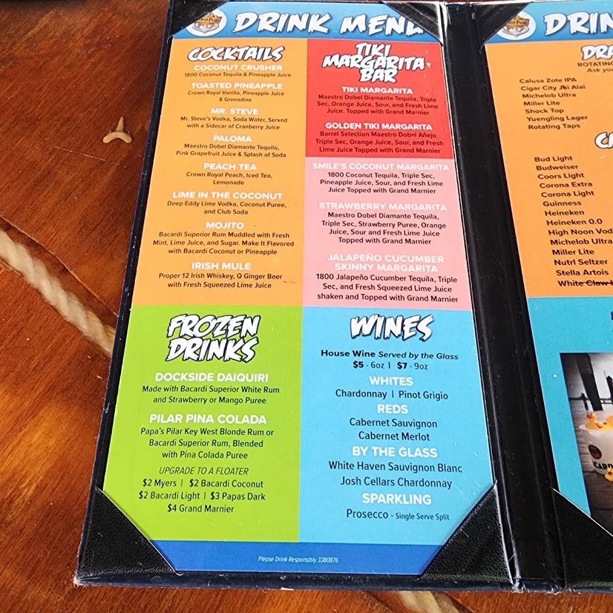 Menu at Evie's at Spanish Point - The Tiki pub & bar, Osprey