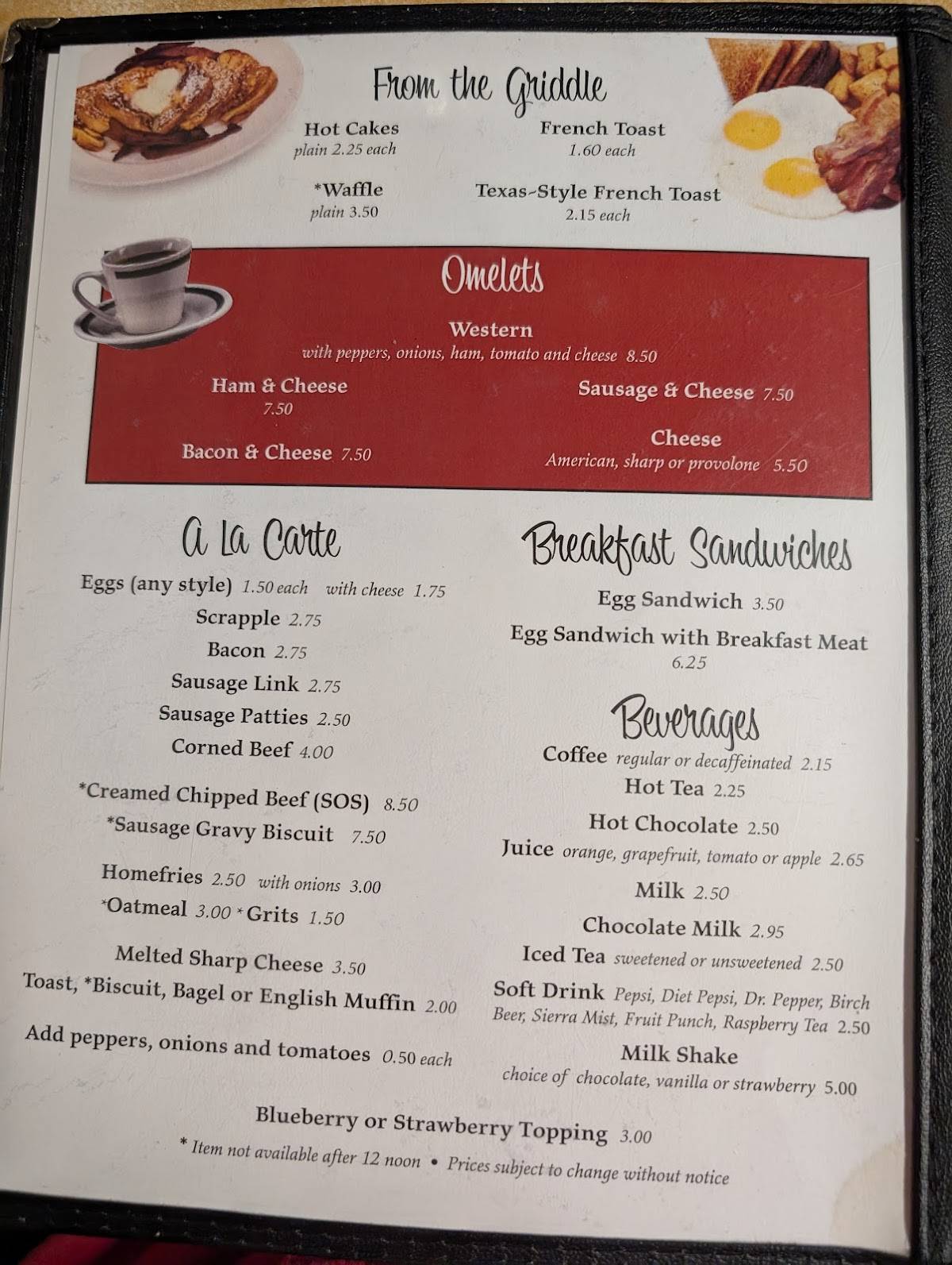 Menu at Exmore Diner restaurant, Exmore, Main St