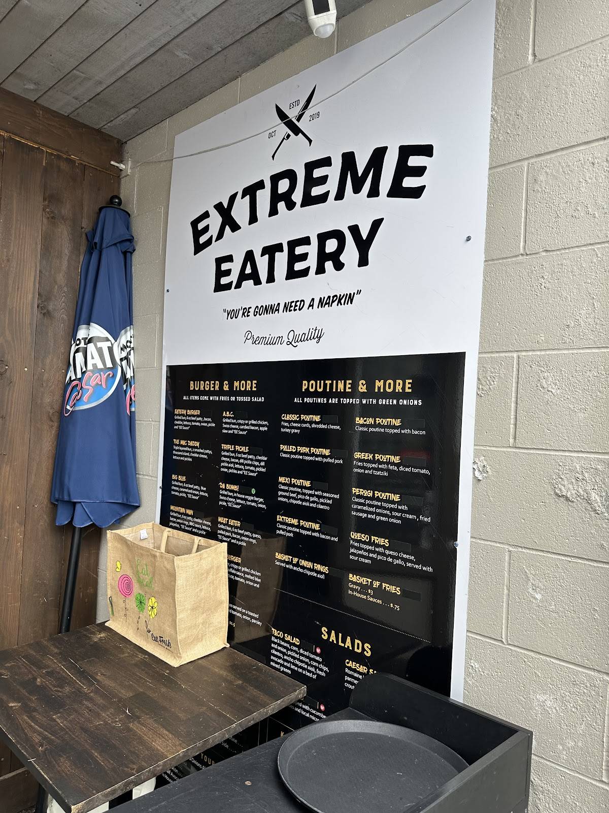 Menu at Extreme Eatery restaurant, Parksville