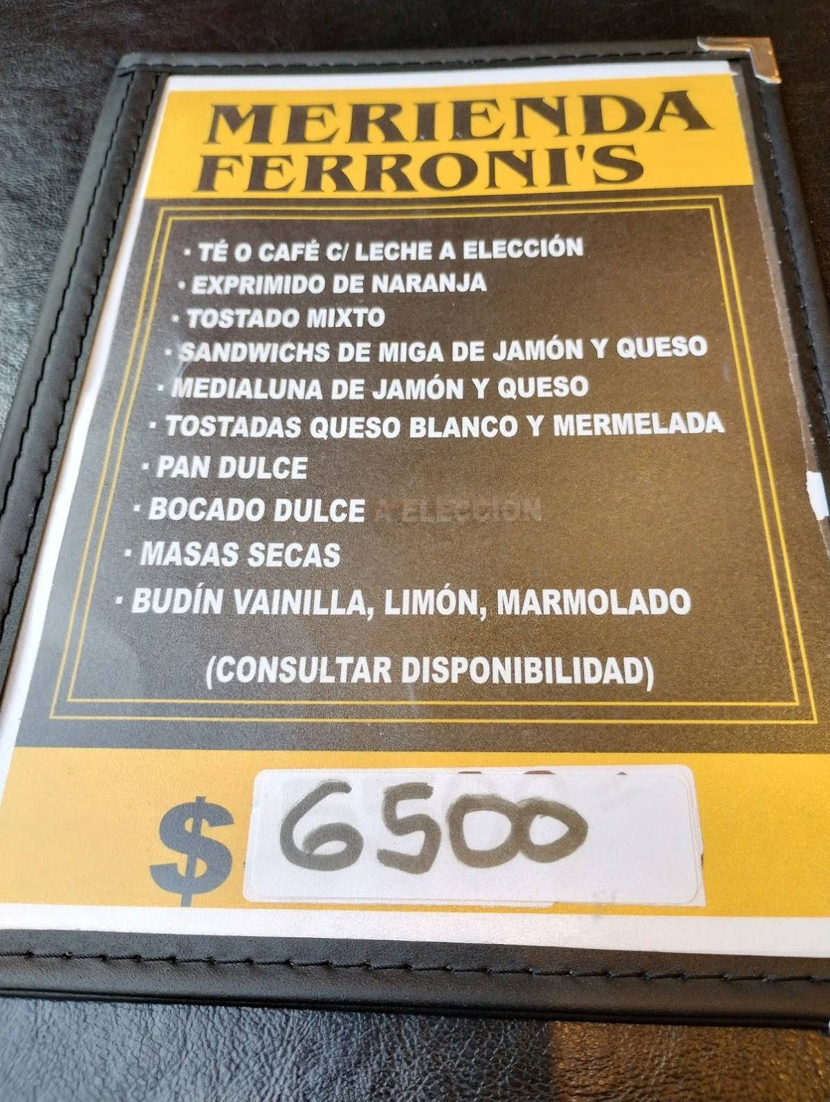 Carta del restaurante FERRONI' S, Buenos Aires, Av. Rivadavia 5299