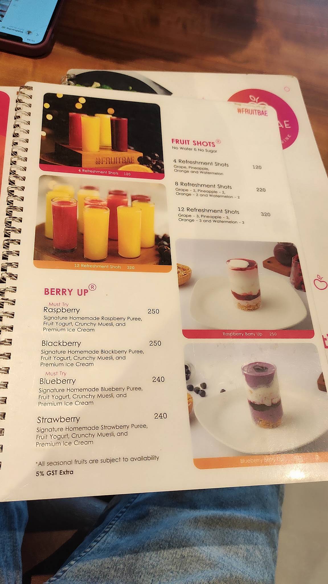 Menu at FRUITBAE OMR, Chennai