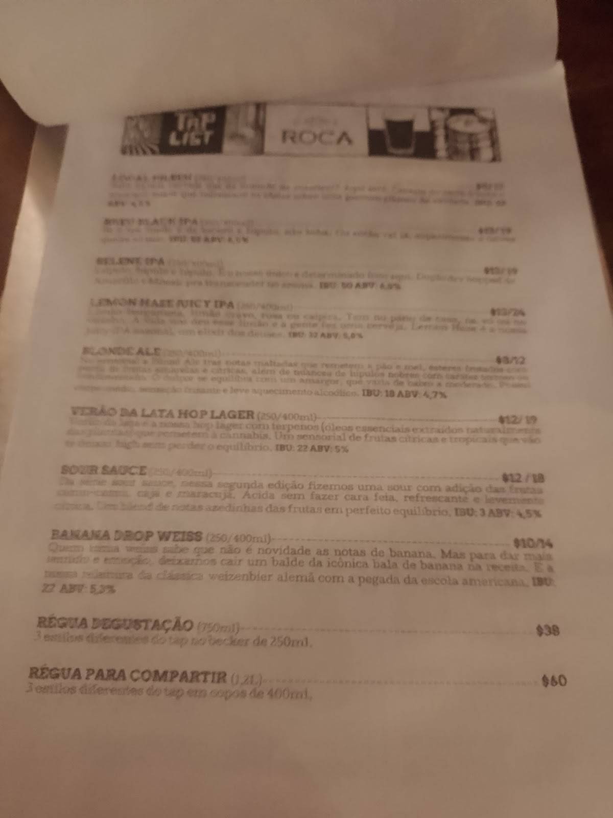 Menu em Fábrica Roca restaurante, Pelotas