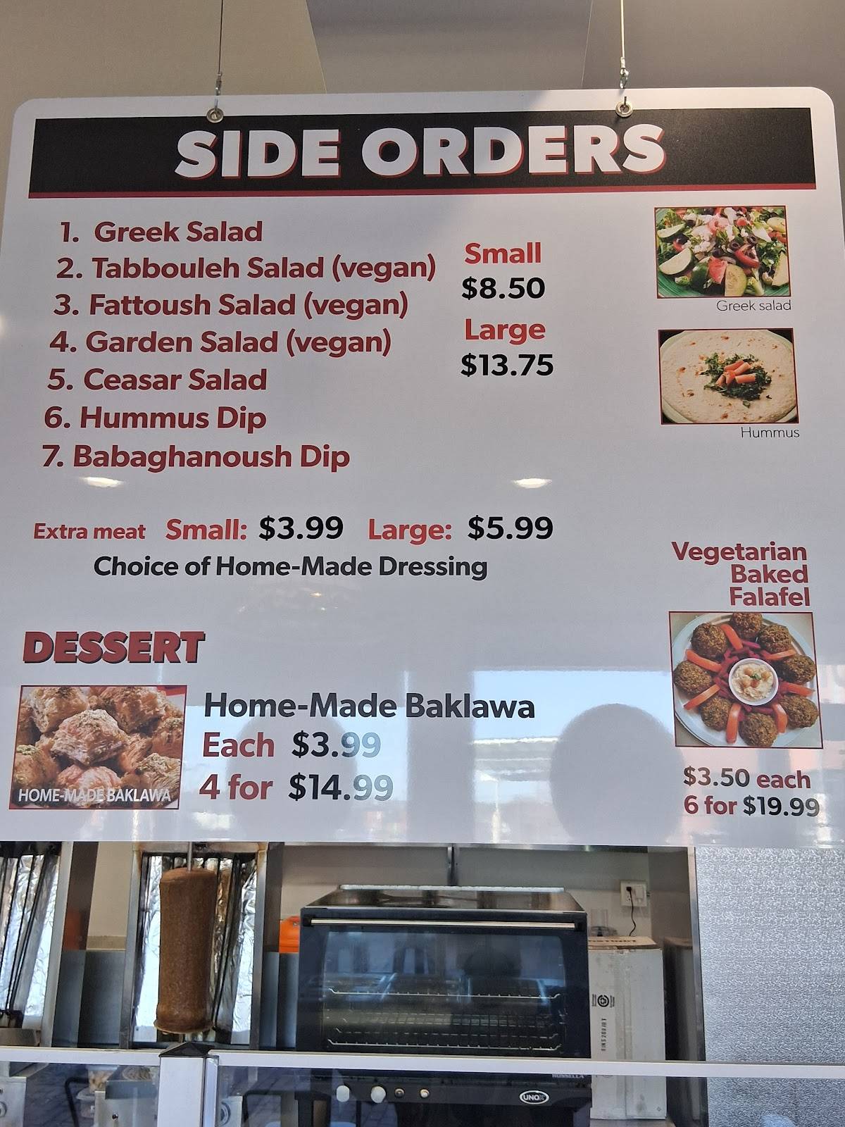 Menu at Fahda's Pita Wrap restaurant, Moncton