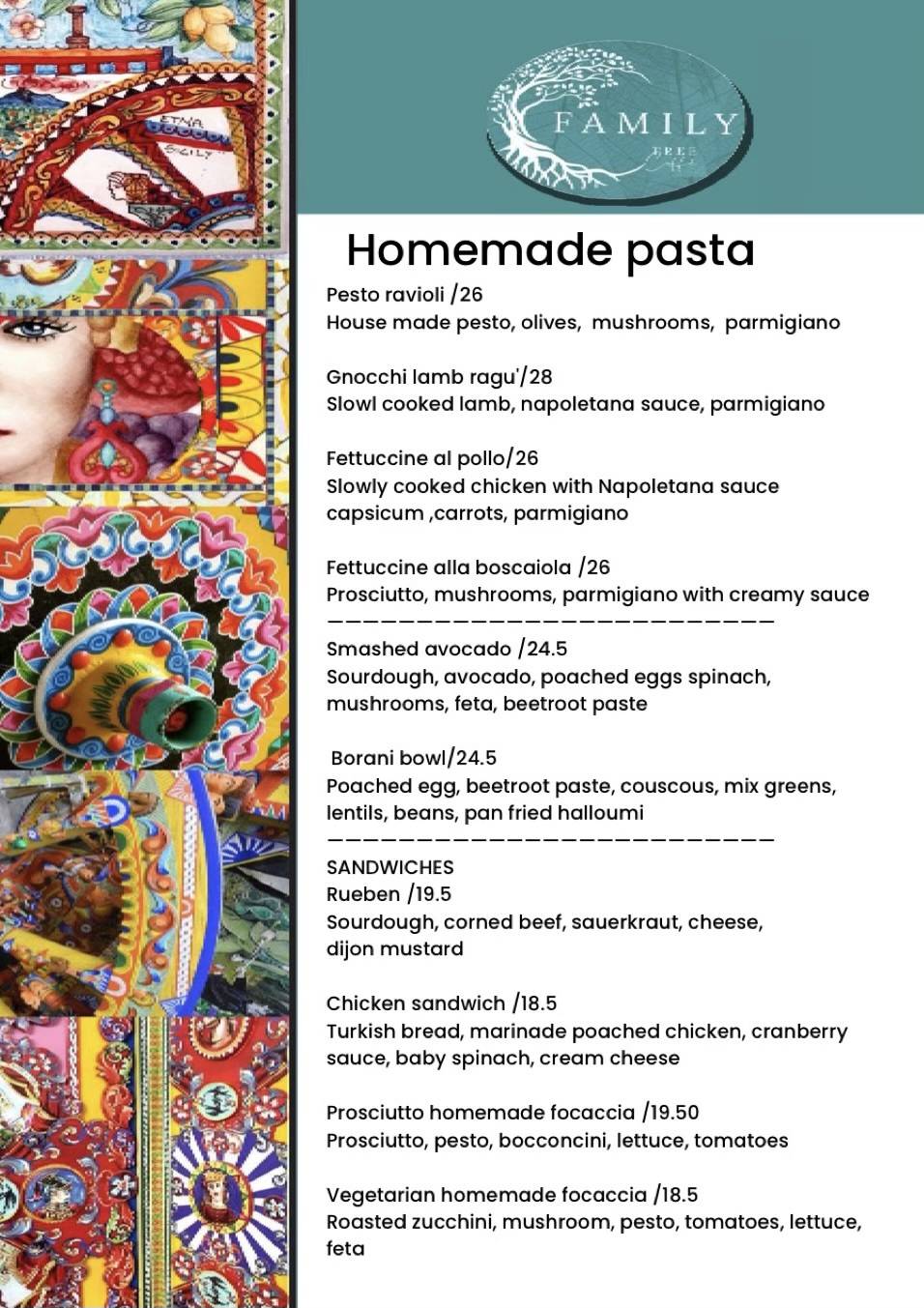 Menu at Family Tree Cafe & Restaurant, Berry