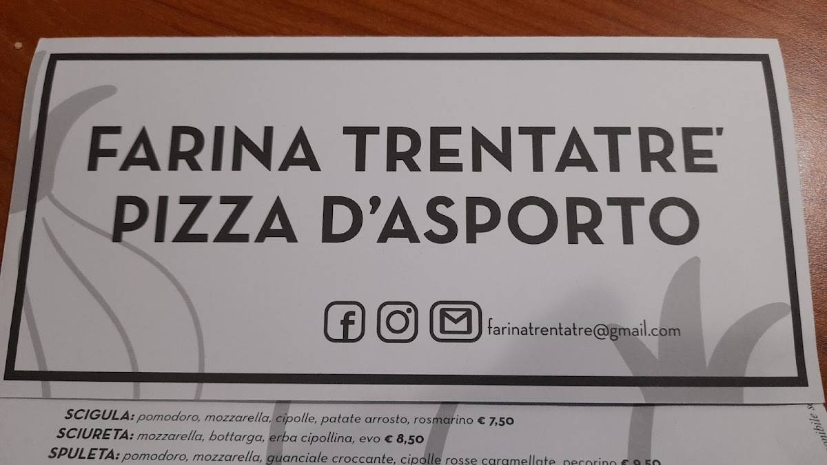 Menu da Farina Trentatré ristorante, Missaglia, Via Vespucci