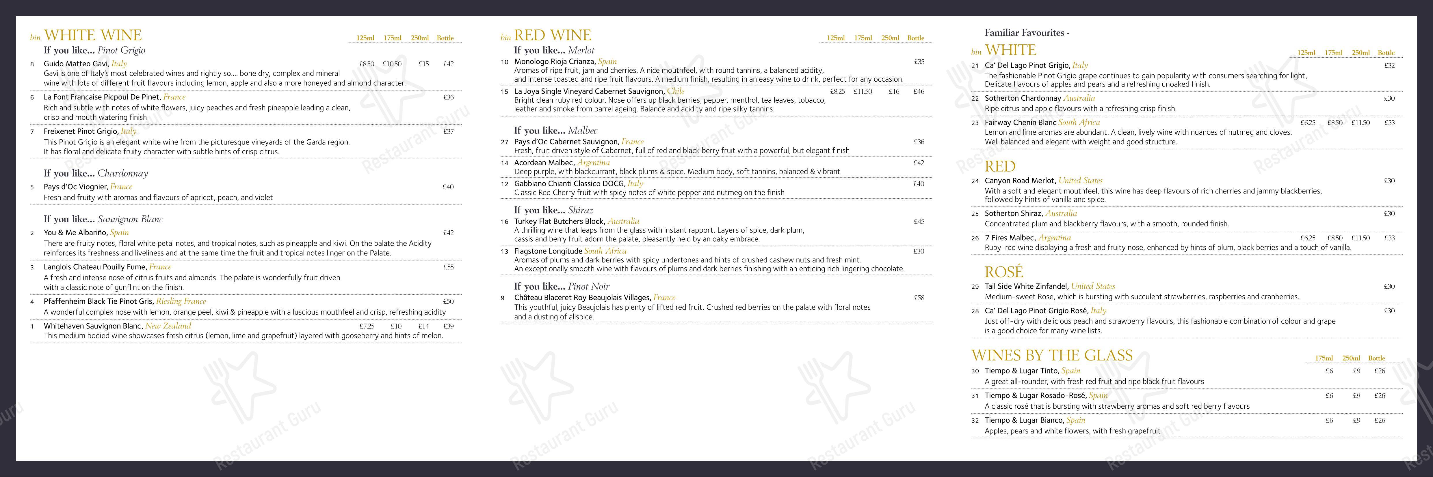 Menu at Farington Lodge Hotel pub & bar, Preston, Stanifield Lane