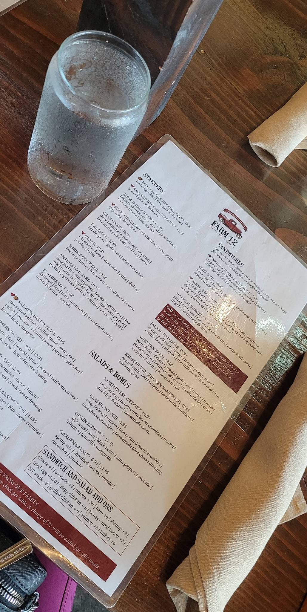 Menu at Farm 12 Restaurant, Puyallup