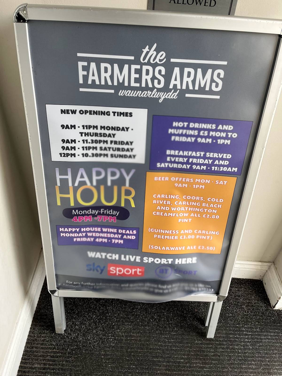 Menu at Farmers Arms pub & bar, Llanelli, 284 Swansea Rd