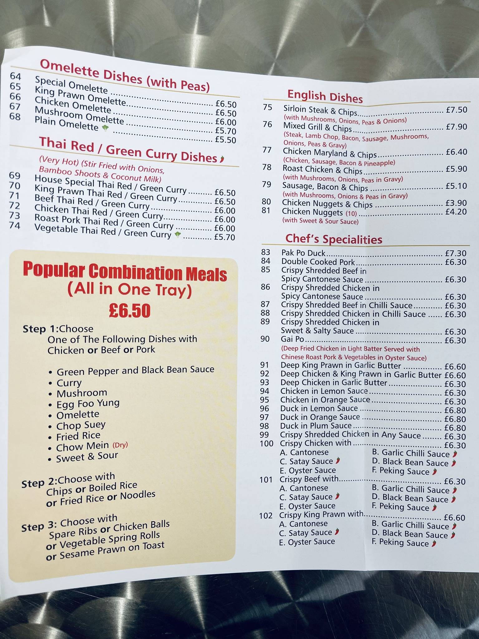 Menu at Canton Chef fast food, Hartlepool