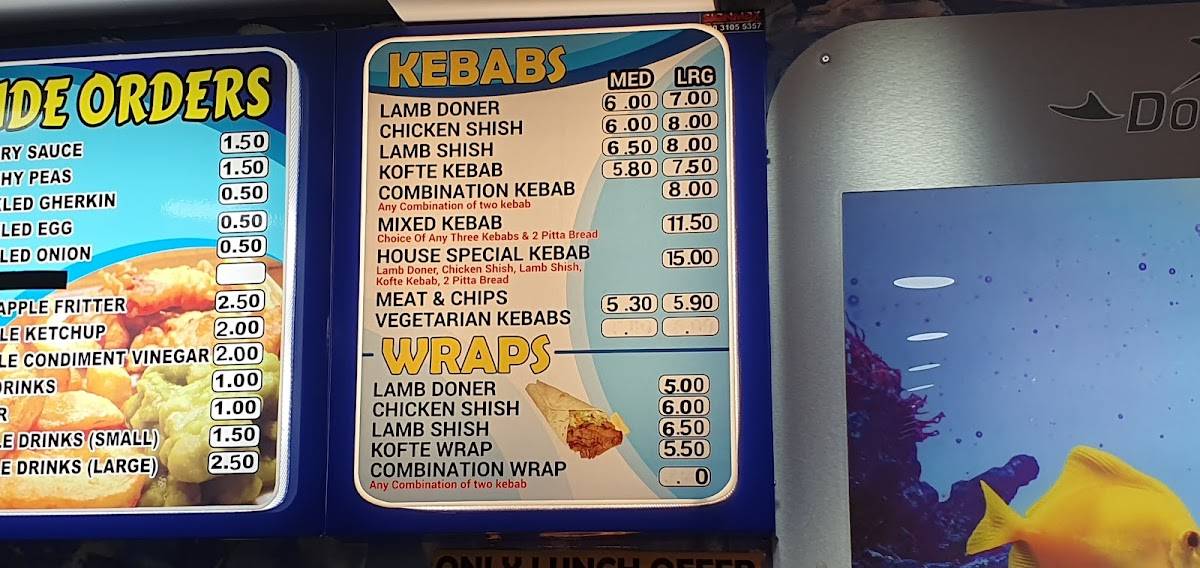 Menu at Dolphin Fish & Chips fast food, Dorking