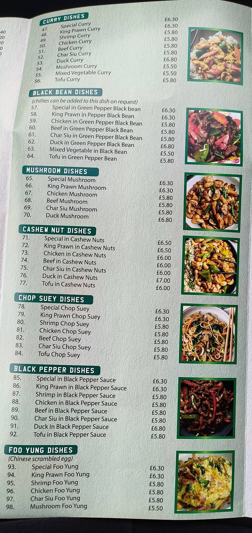 Menu at Golden Phoenix fast food, Dukinfield