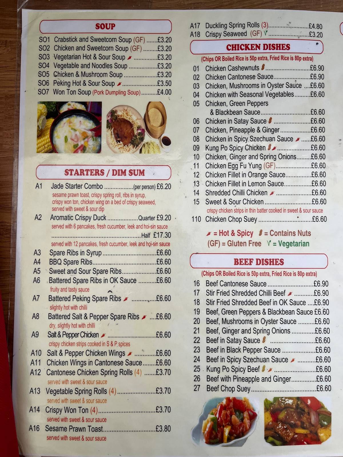 Menu at Jade 2 Chinese Takeaway fast food, Llanrwst