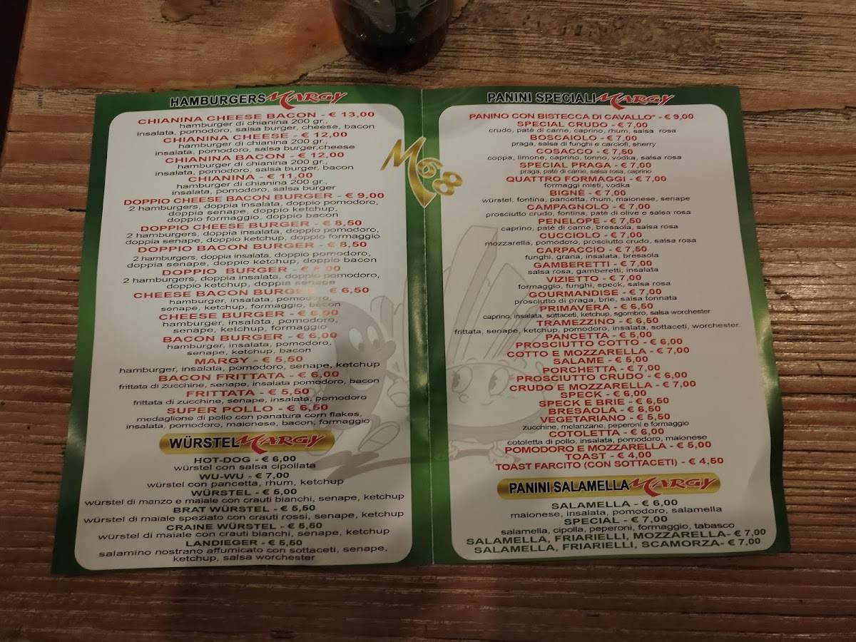 Carta de comida rápida Margy Burger Milano, Milan