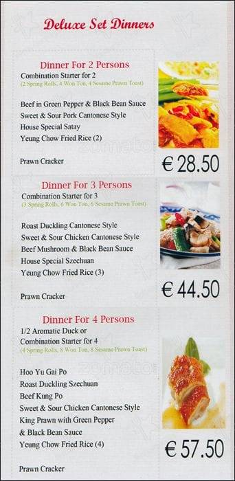 Menu at Sunkist Chinese fast food, Dublin, 34A Baldoyle Rd