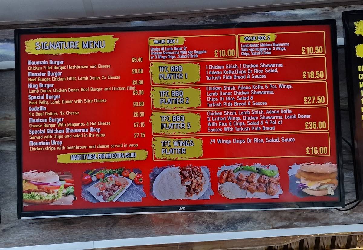 Menu at TFC&BBQ, Telford