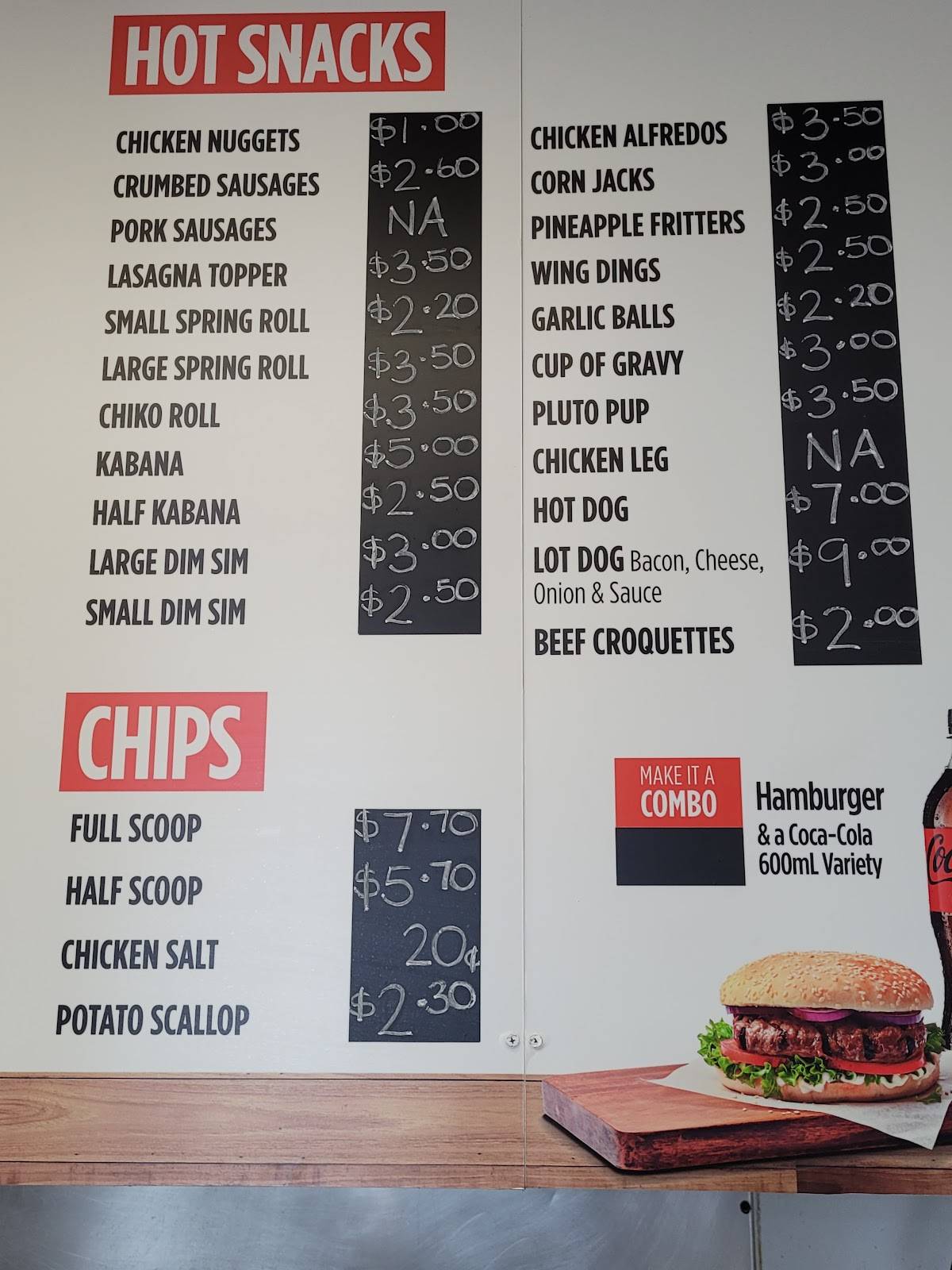 Menu at Take-A-Break Burger Bar, Kirwan