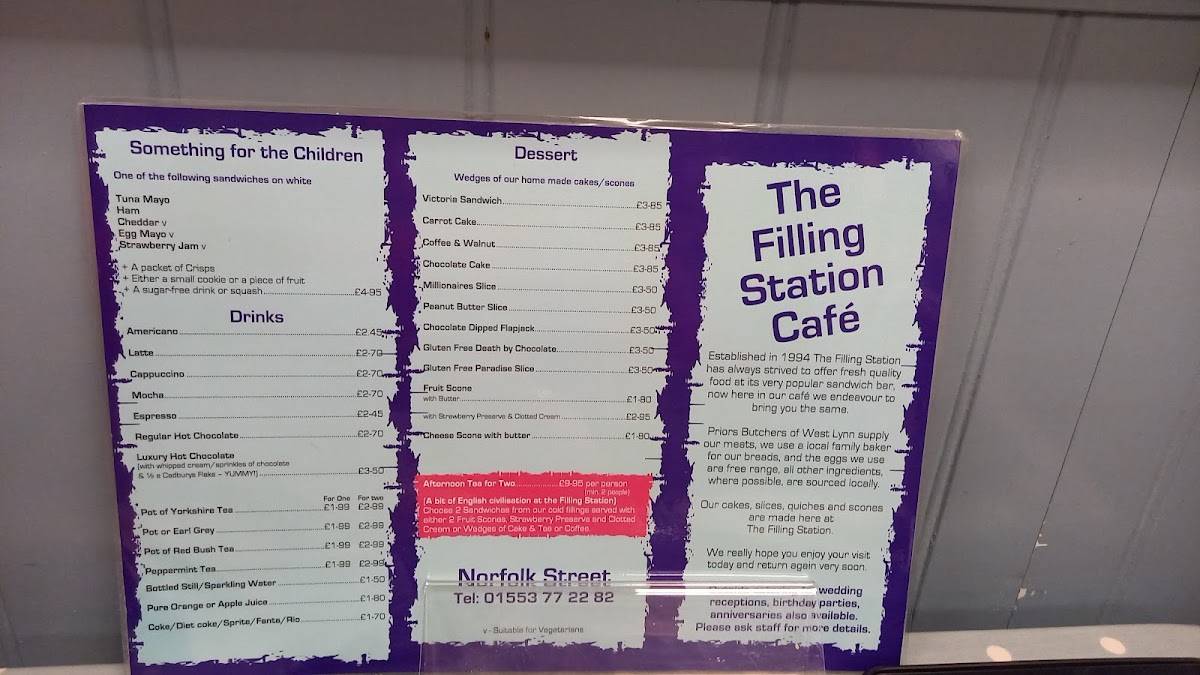 Menu at The Filling Station fast food, King's Lynn