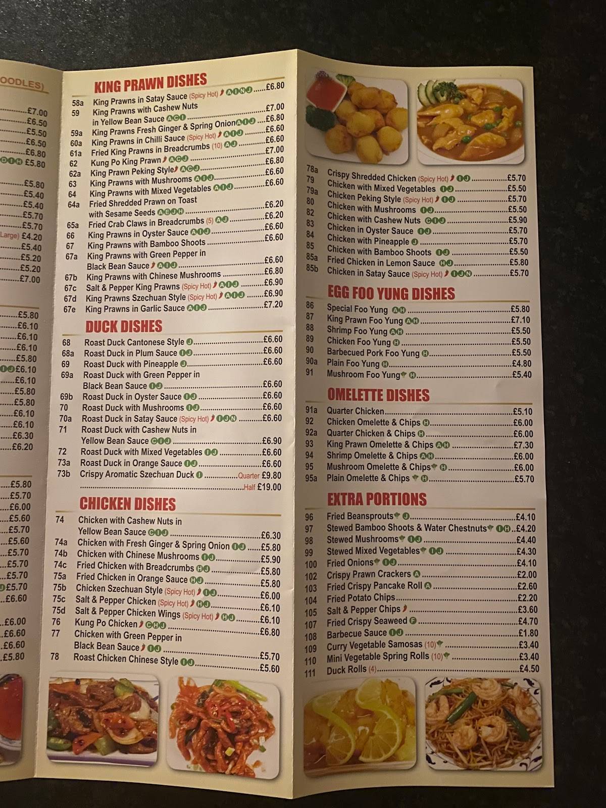 Menu at The Rising Sun fast food, London, 356 Baring Rd