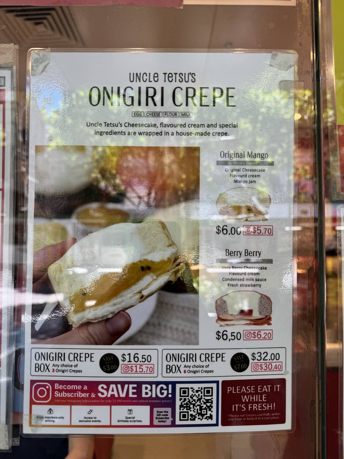Menu at Uncle Tetsu's Japanese Cheesecake fast food, Melbourne, 3/55 ...